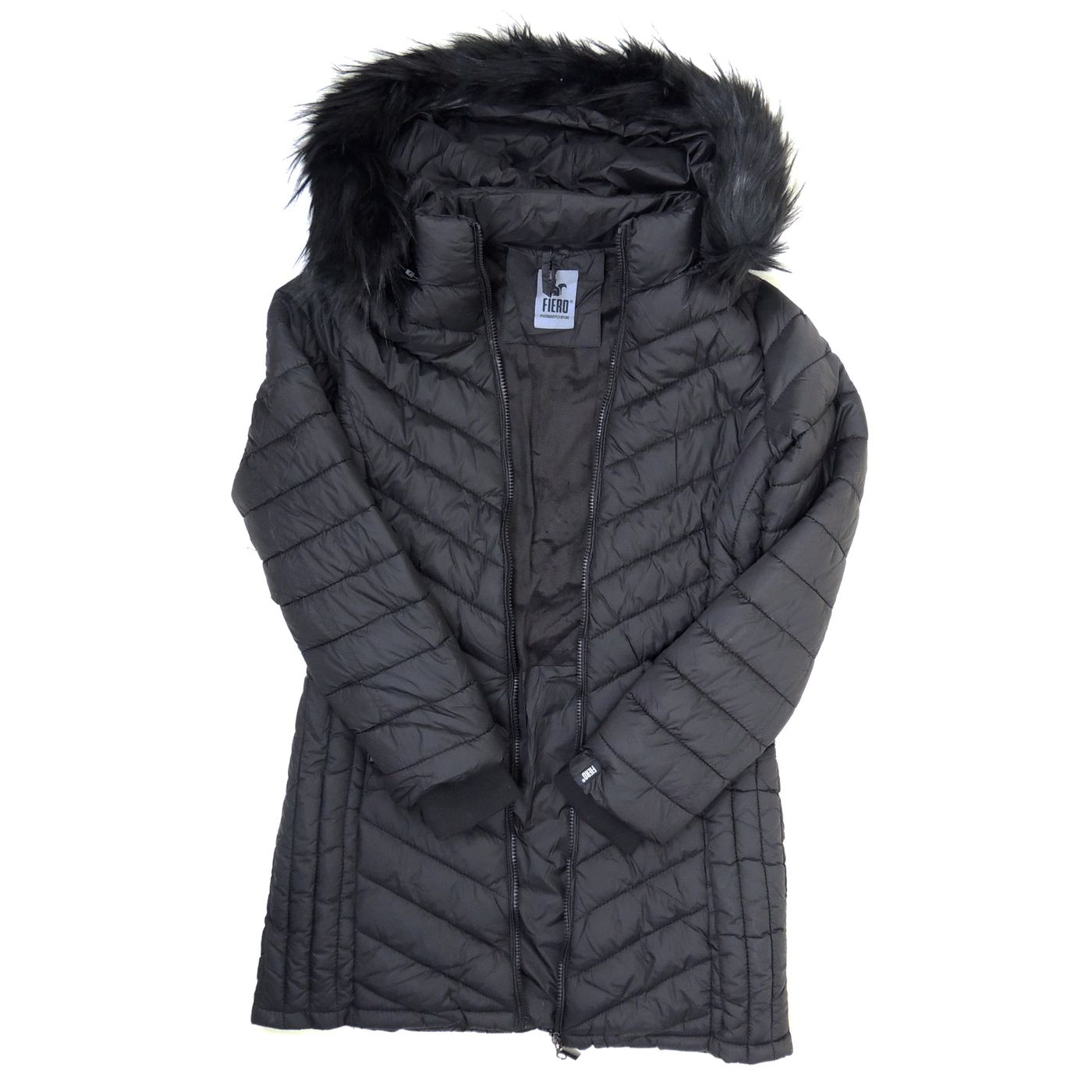 Casaco Longo feminino com capuz removível para o frio intenso - fieroshop