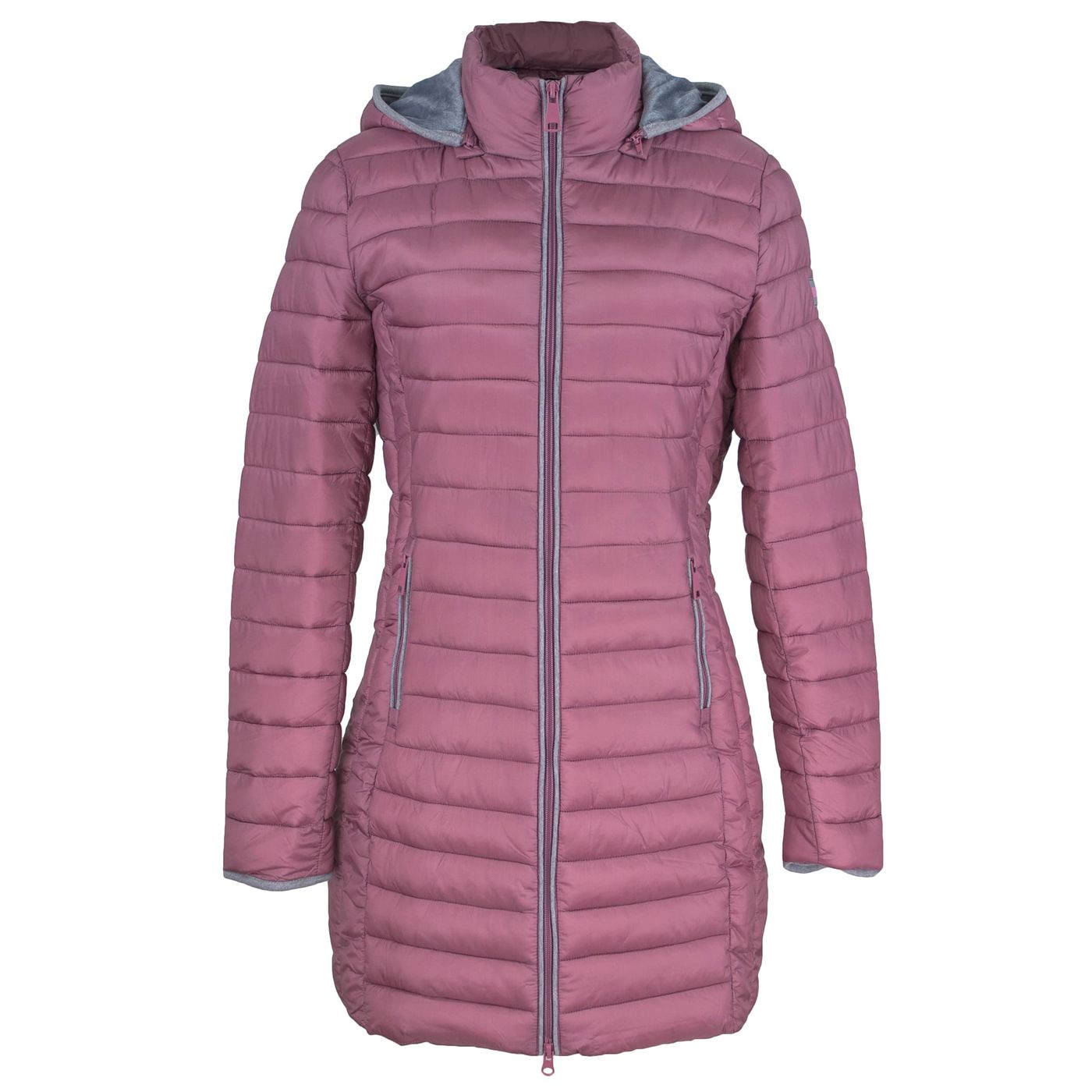 Casaco longo feminino rosa com capuz removível - fieroshop
