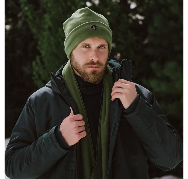 Gorro de fleece verde militar escuro para o frio - Fiero