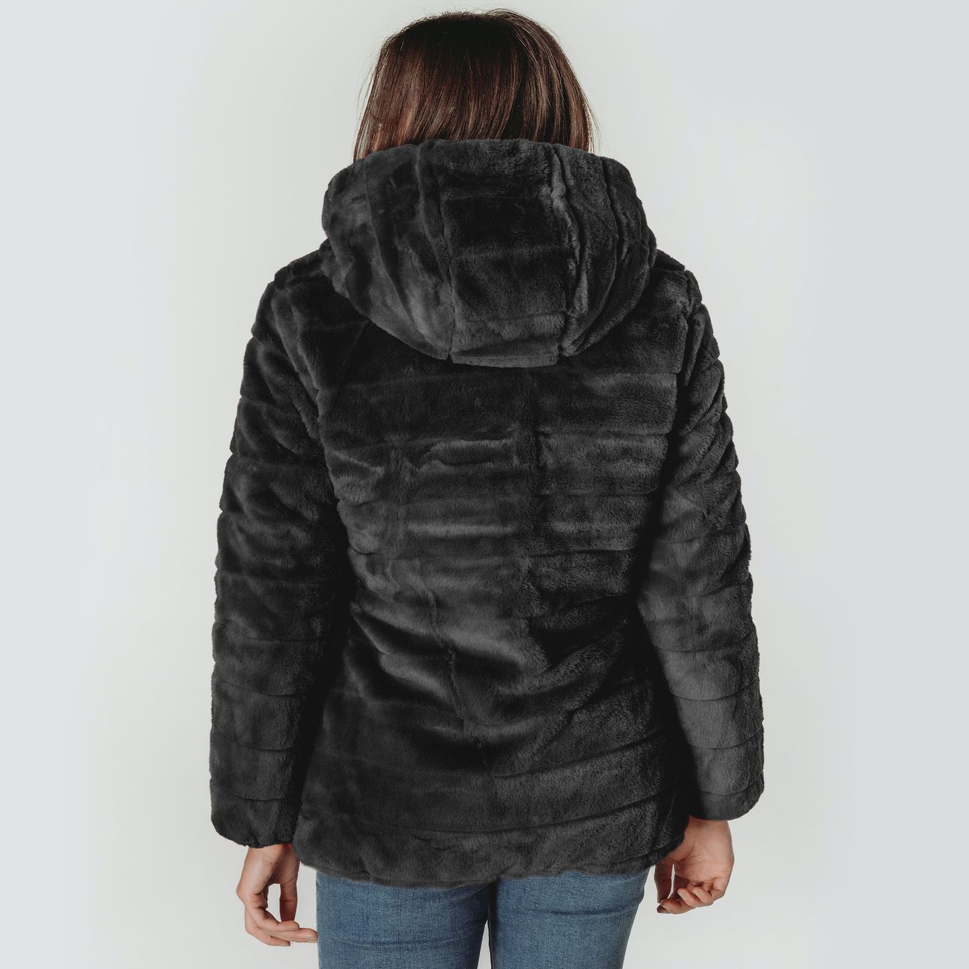 Casaco feminino preto Teddy Apeluciado fofinho - Fiero