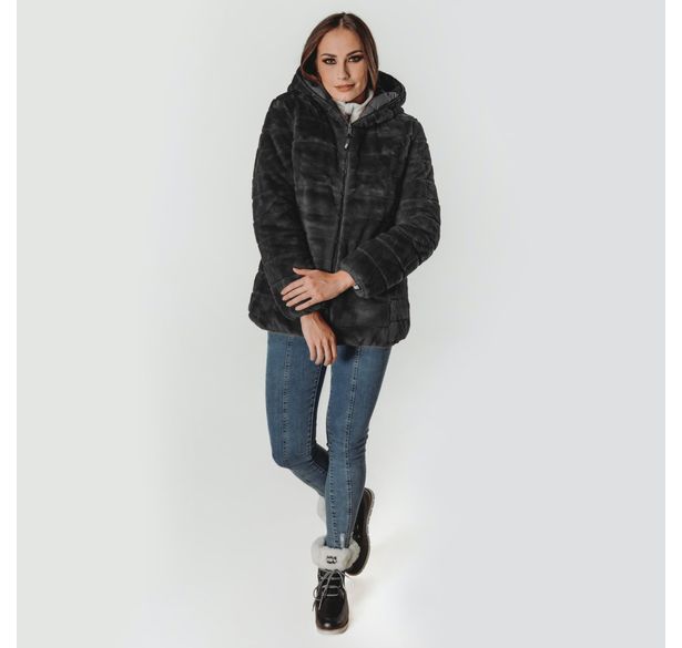 Casaco feminino preto Teddy Apeluciado fofinho - Fiero