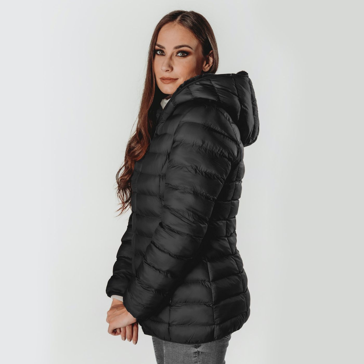 Casaco feminino preto Teddy Apeluciado fofinho - Fiero