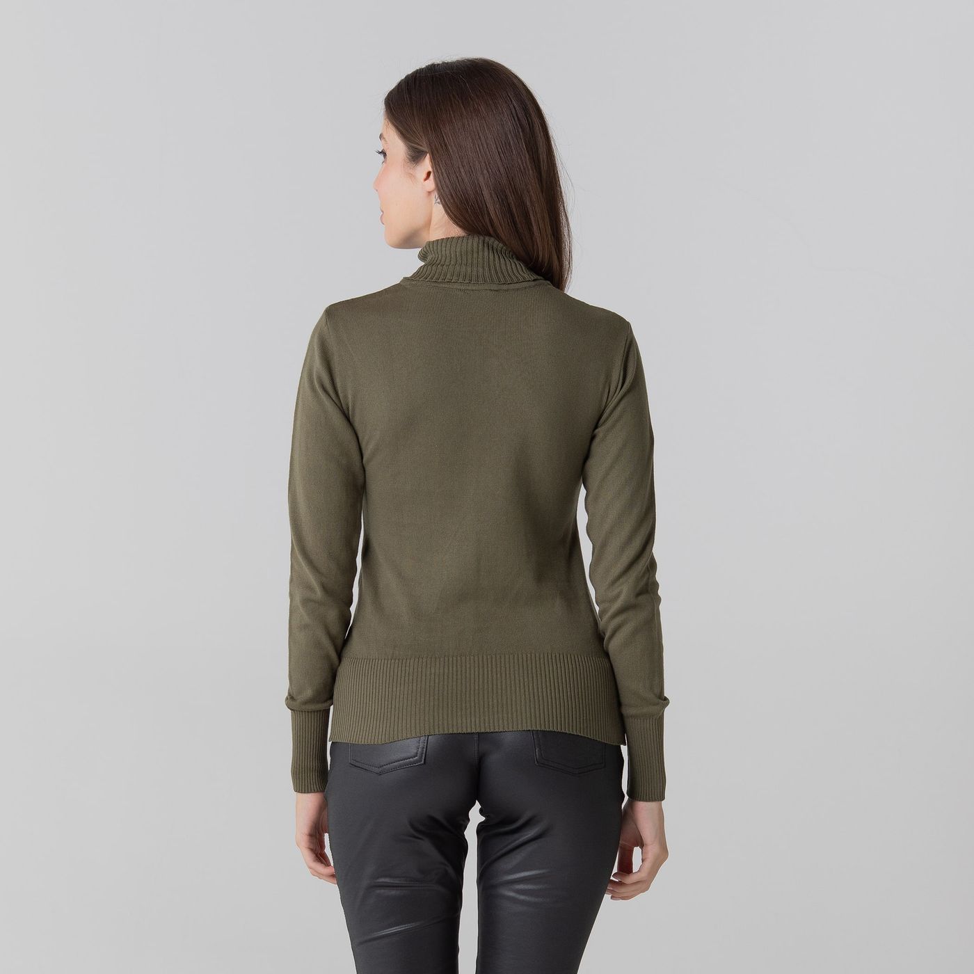 Suéter de algodão com gola alta feminino verde - Fiero