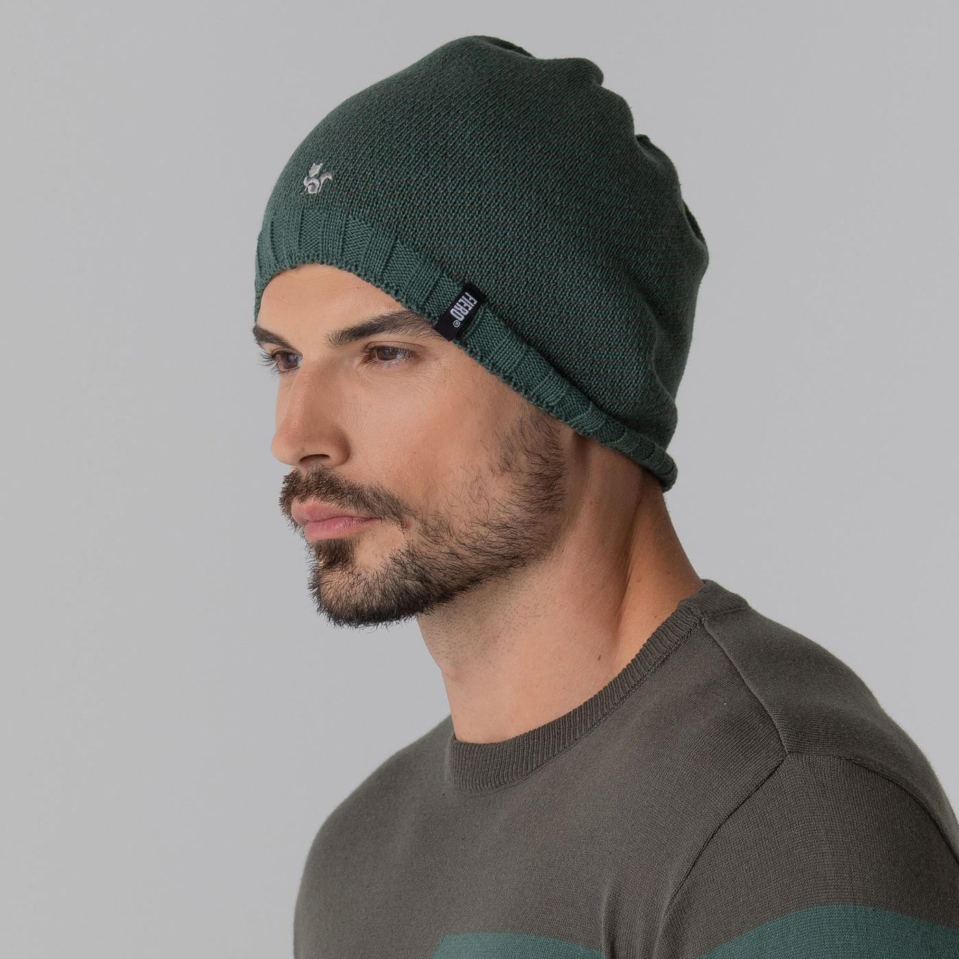 Gorro verde clássico em tricô - Fiero
